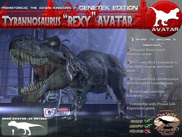 Second Life Marketplace - T-REX TYRANNOSAURUS "REXY" {GENETIC EDITION ...